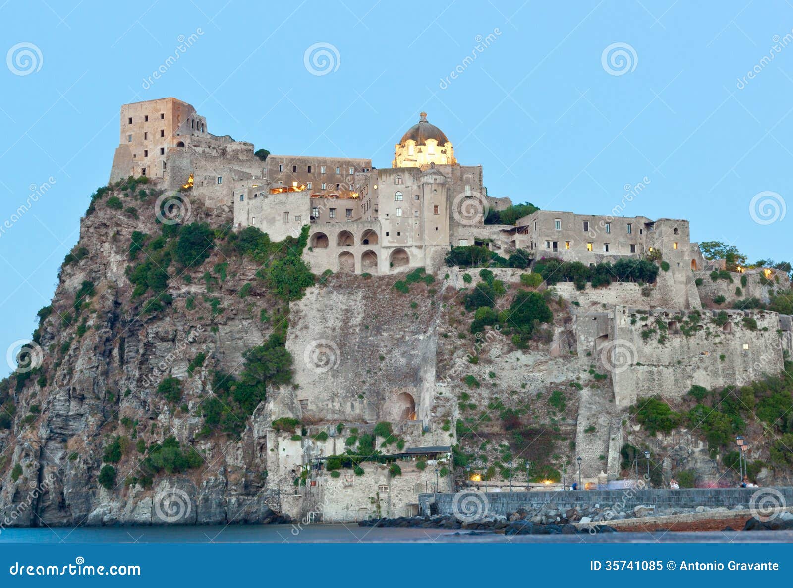 Aragonese Castle in Ischia Island by Night Stock Image - Image of ...