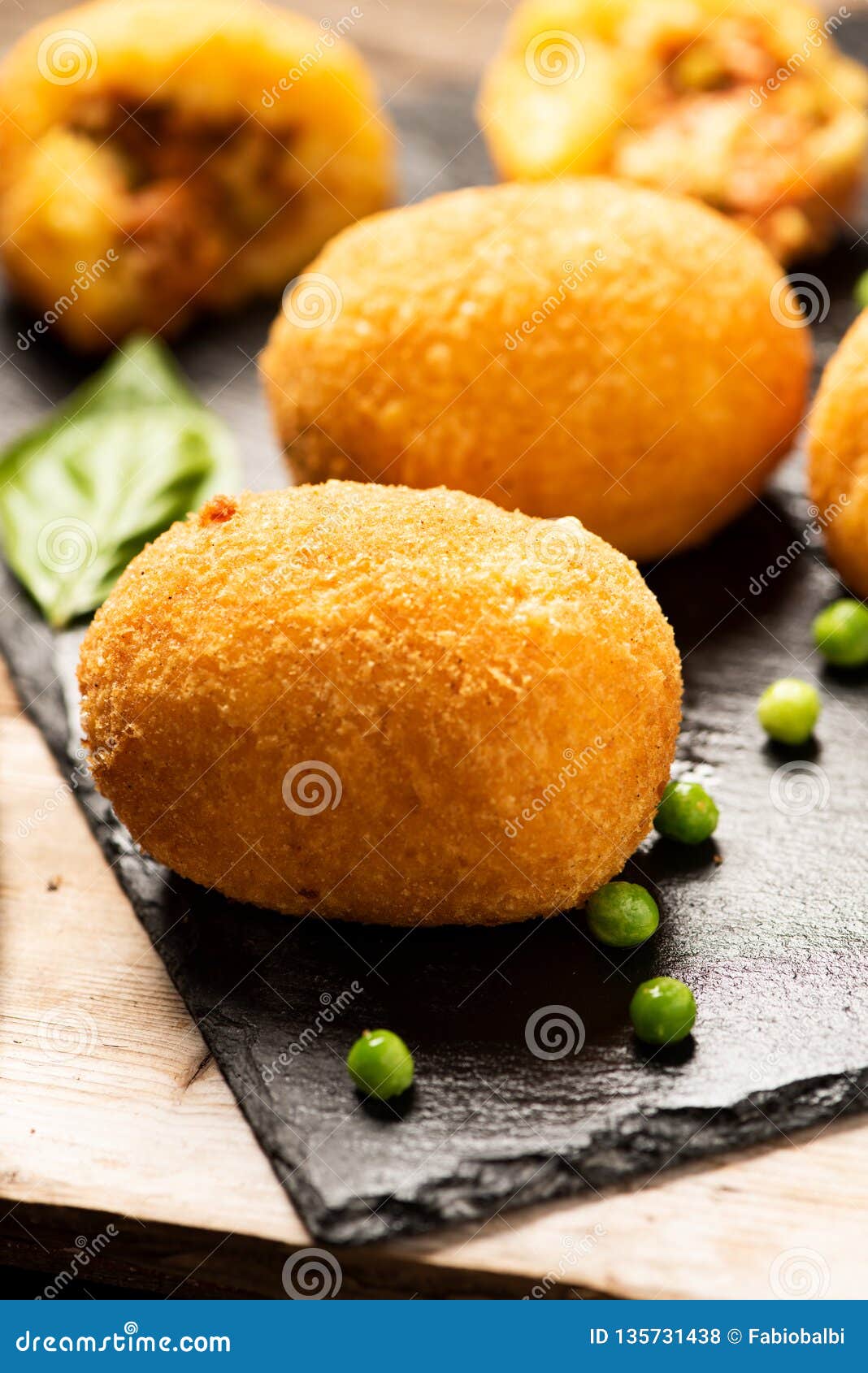 Arancini rice and meat stock photo. Image of ball, arancini - 135731438