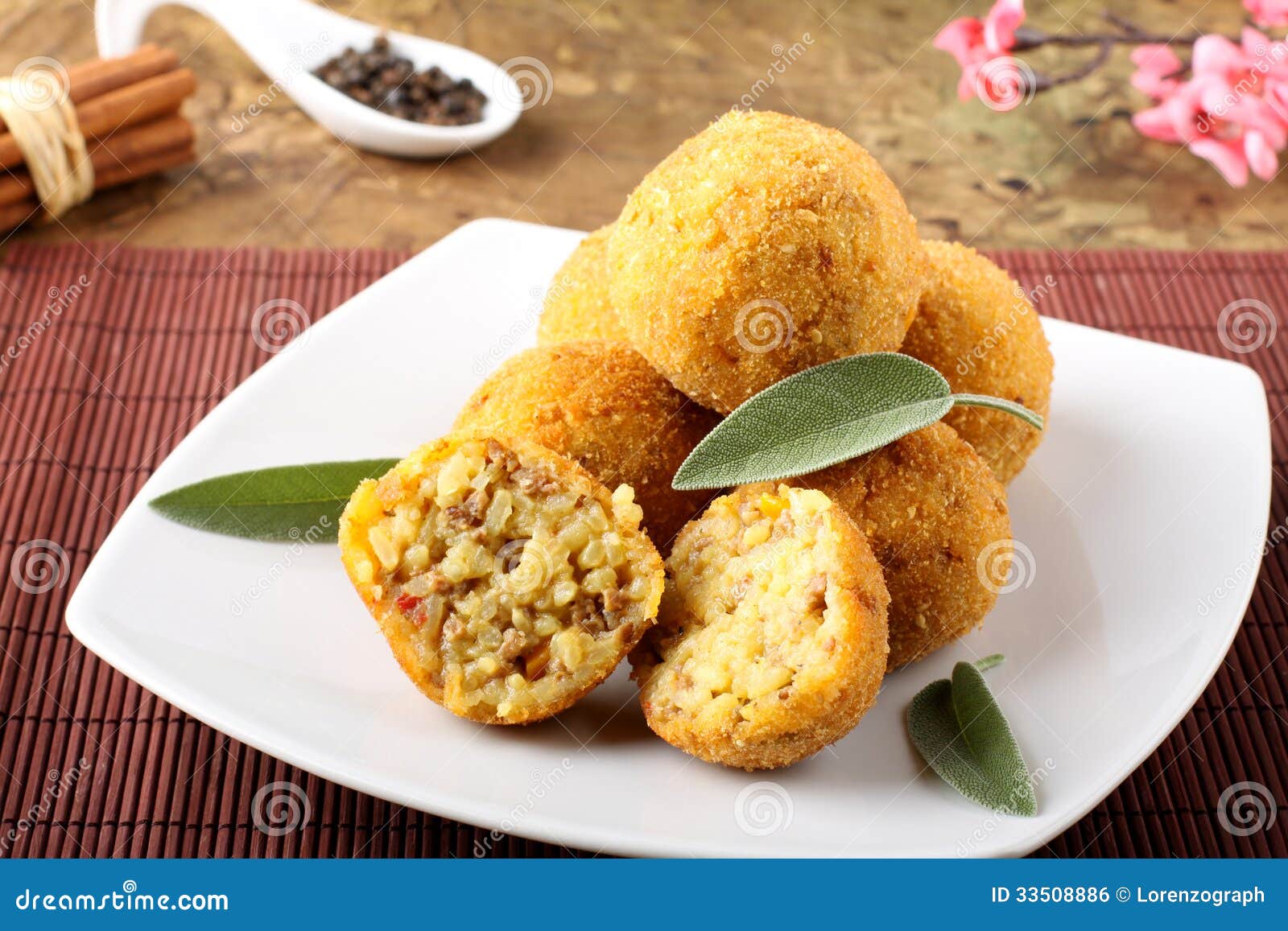 Arancini rice and meat stock photo. Image of lemons, arancino - 33508886