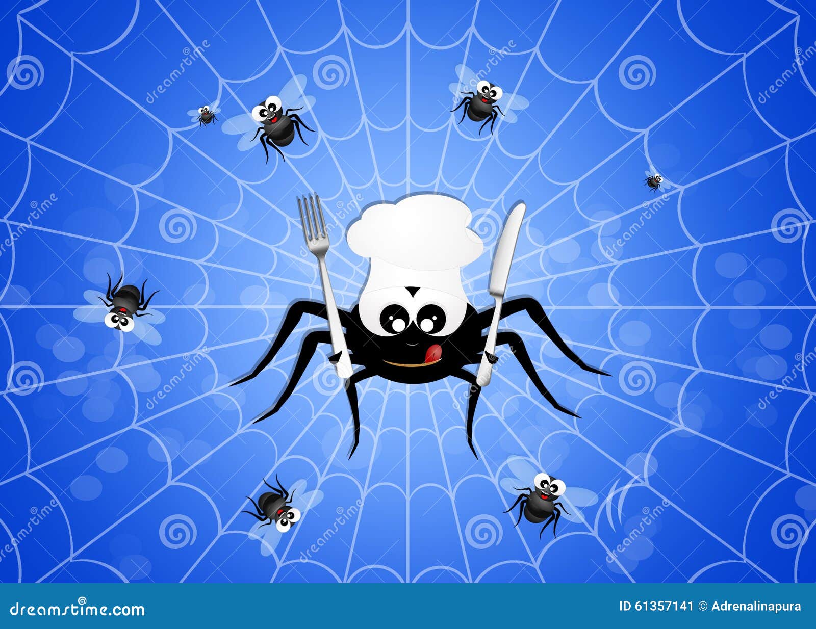 A aranha come moscas ilustração stock. Ilustração de nave - 61357141