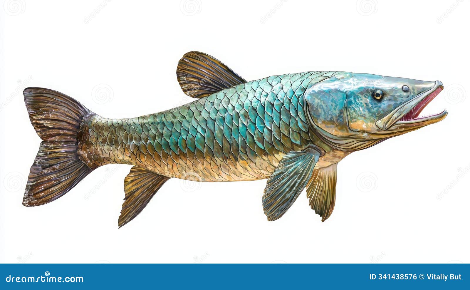 Arapaima Gigas is Elegantly Displayed Against a White Background ...