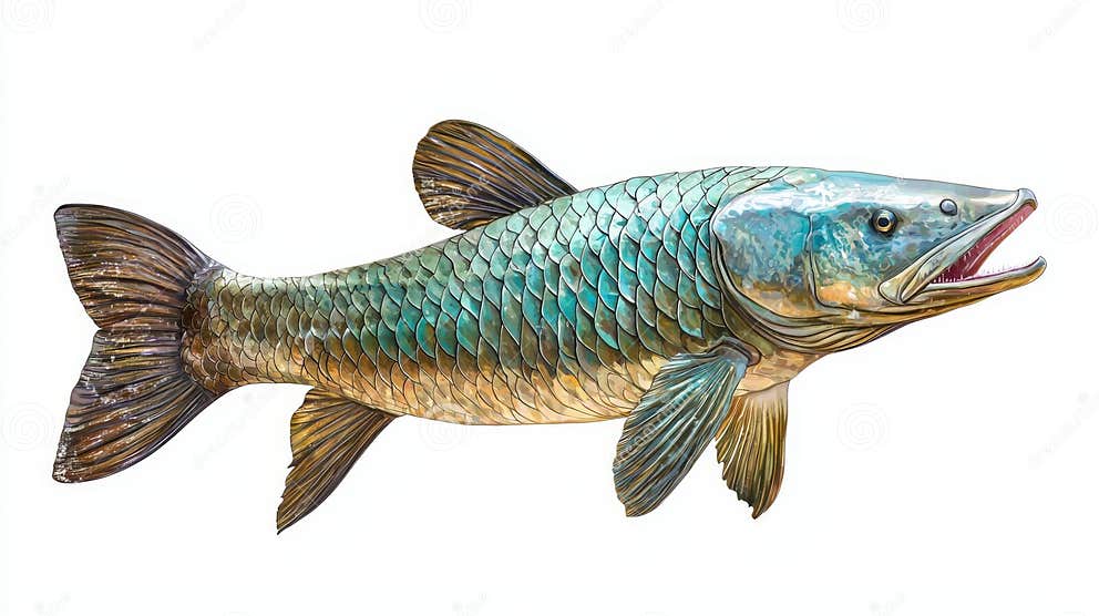 Arapaima Gigas is Elegantly Displayed Against a White Background ...