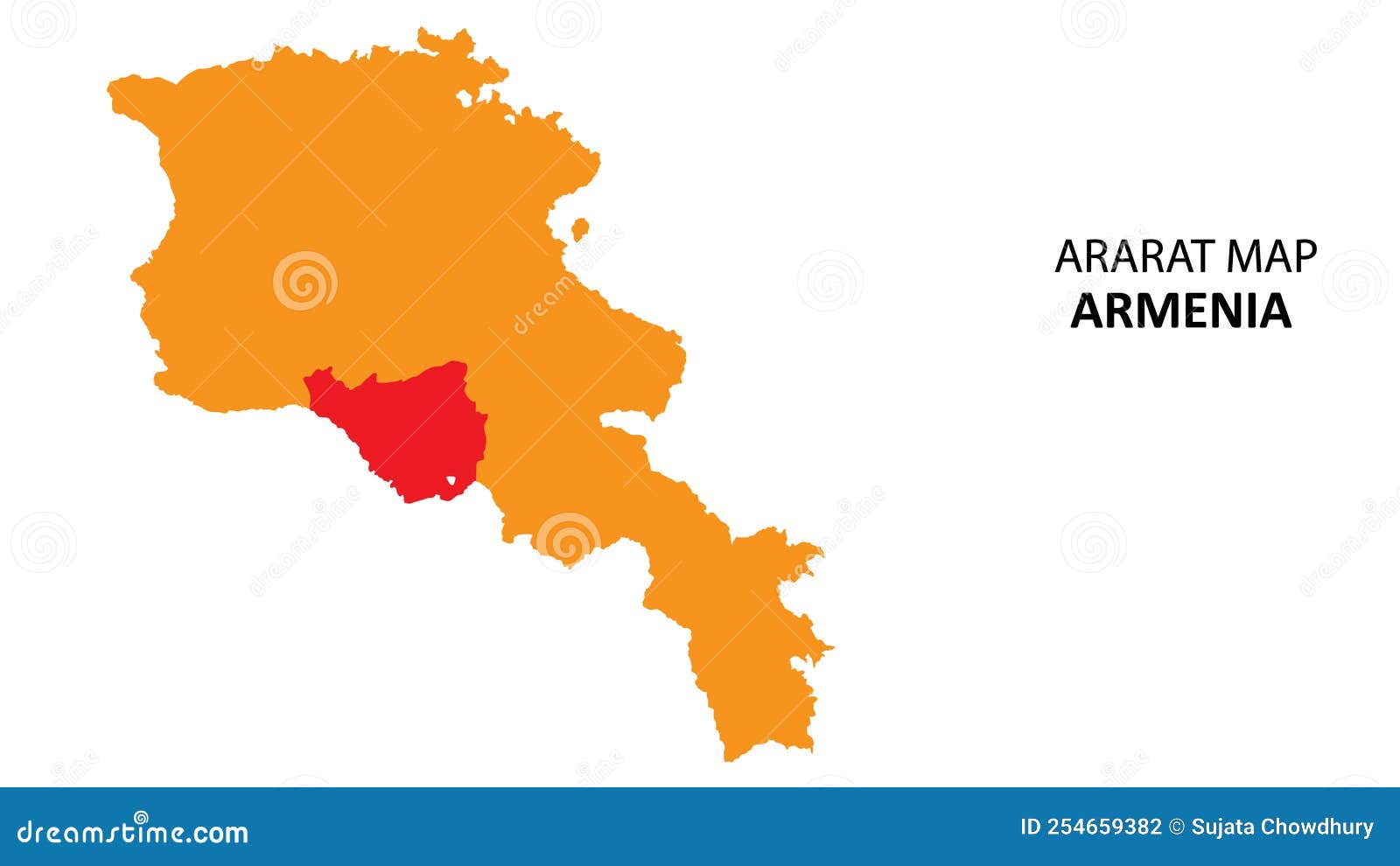 Ararat State and Regions Map Highlighted on Armenia Map Stock Vector ...