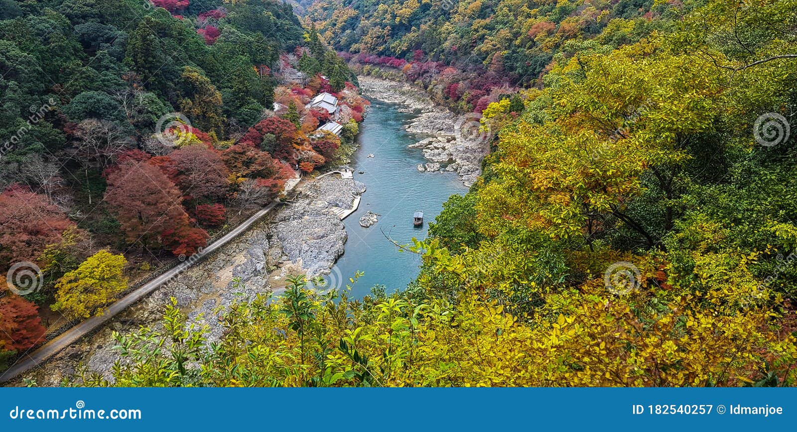 Arashiyama autumn view stock image. Image of culture - 182540257