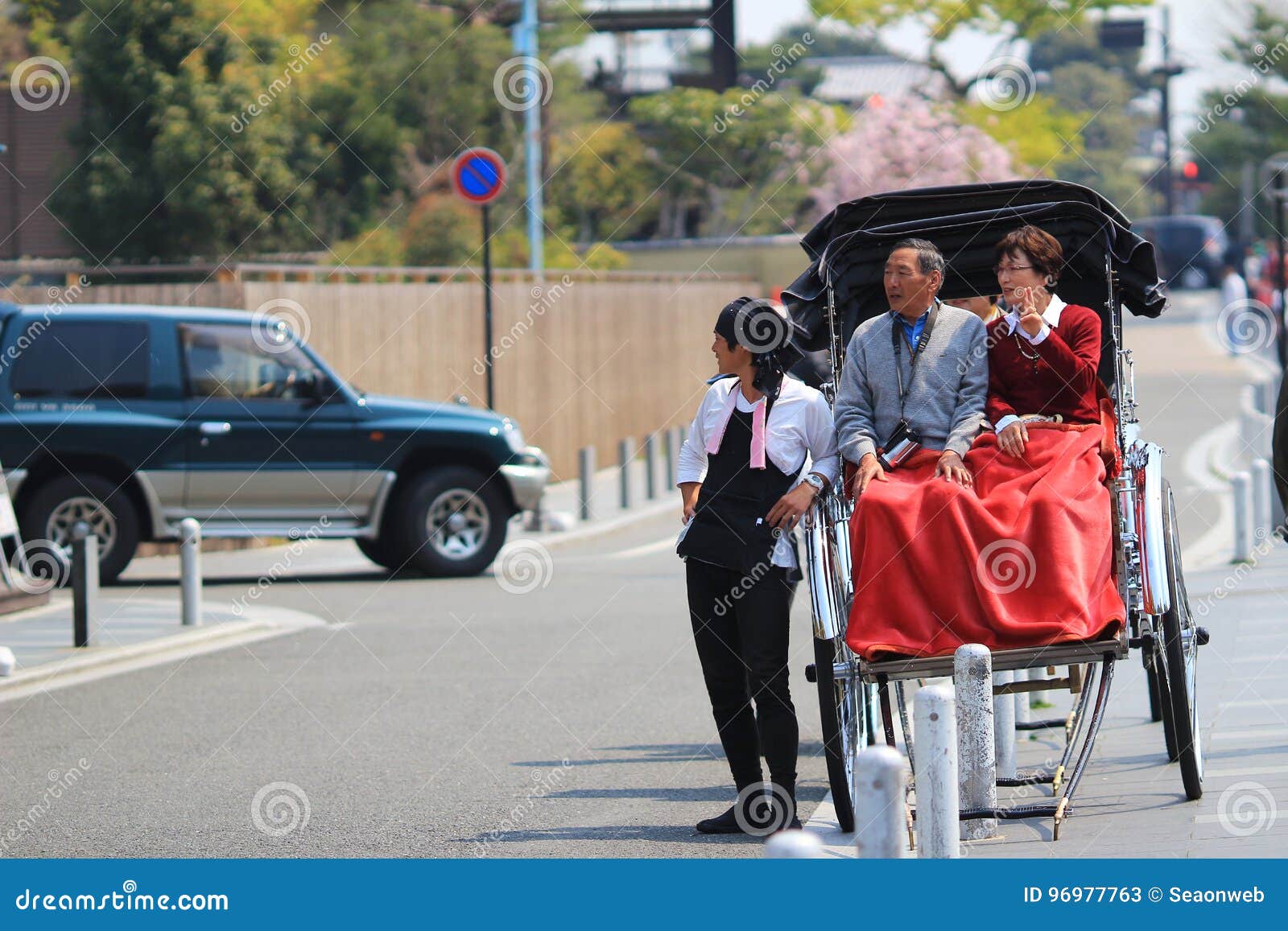 Arashiyama, Japan: an Asian Man Pulling a Pulled Rickshaw Editorial ...