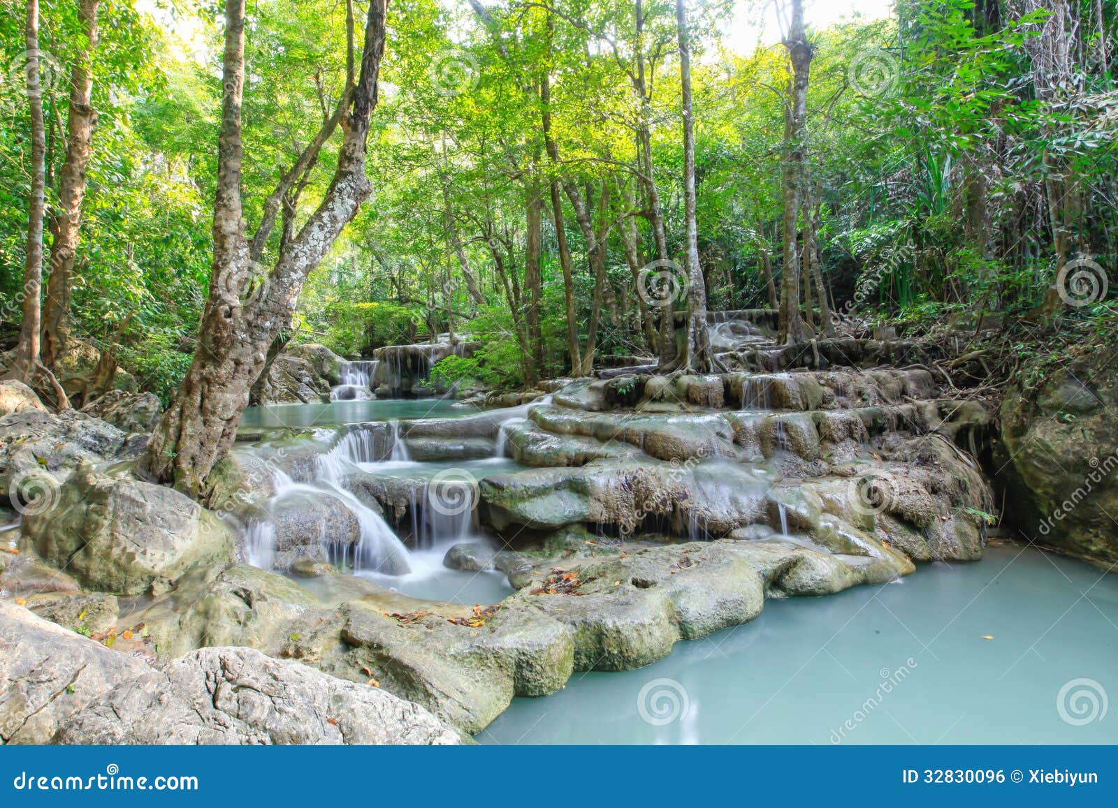 Arawan Forest Waterfall in Kanchanaburi, Thailand. Stock Photo - Image ...