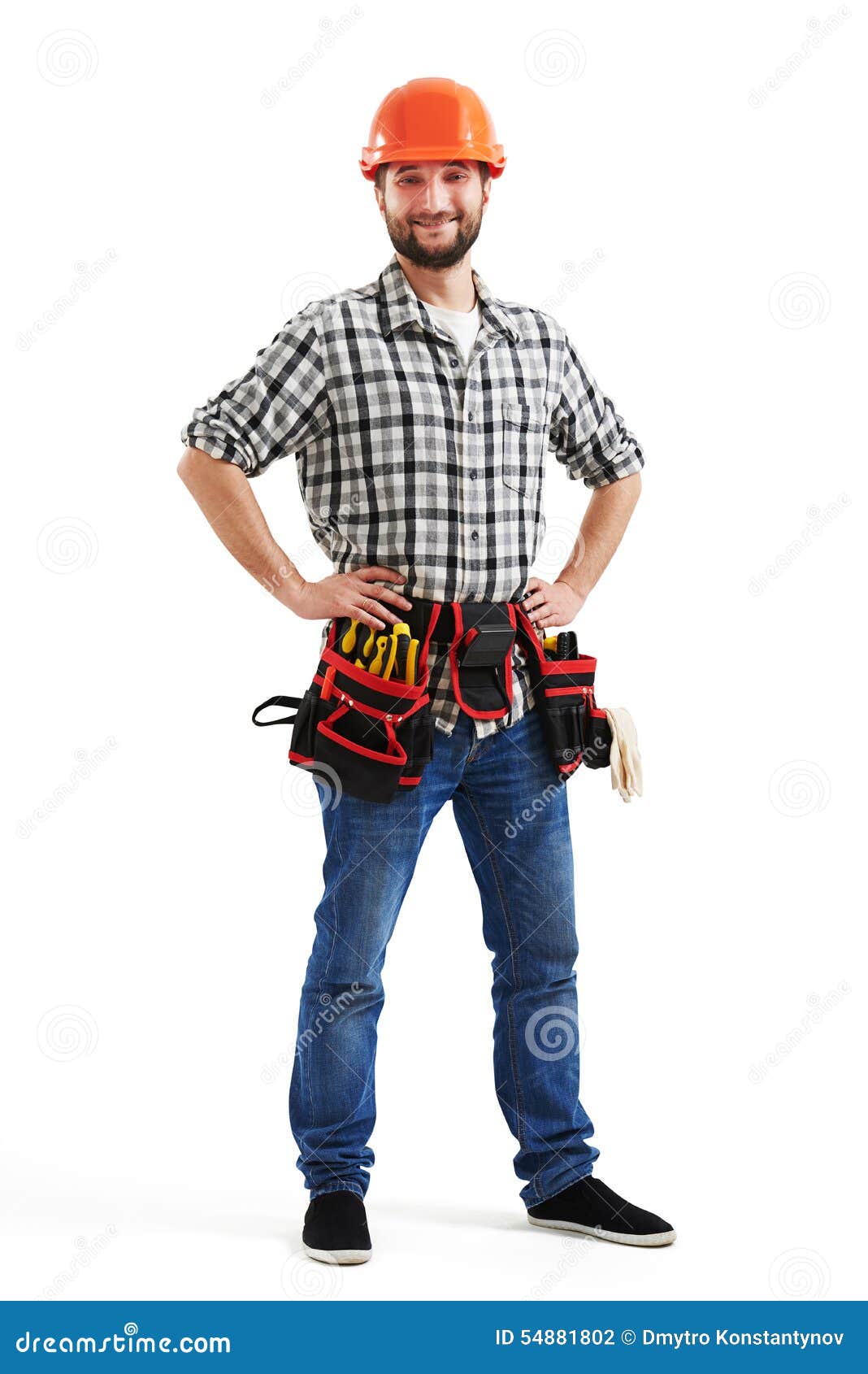 Arbeiter Im Orange Schutzhelm Stockfoto - Bild von hart, heimwerker ...