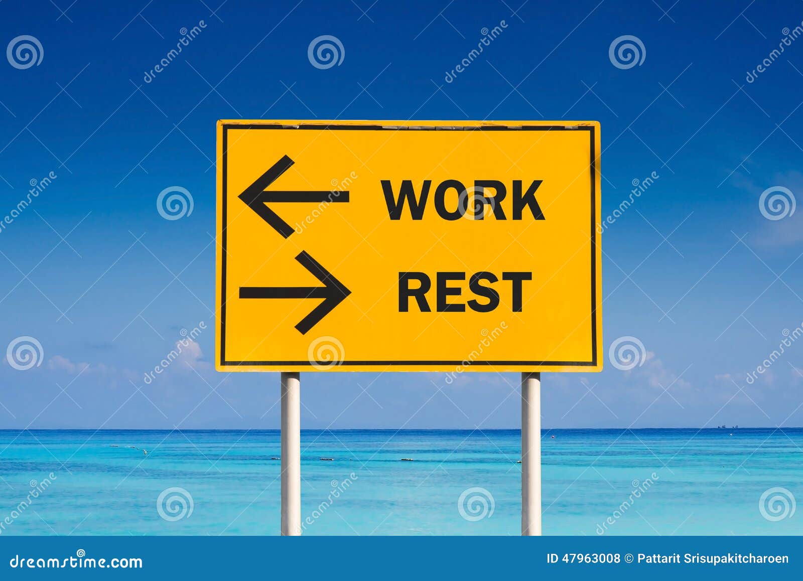 ARBEITS- oder REST-Zeichen stockfoto. Bild von recht - 47963008