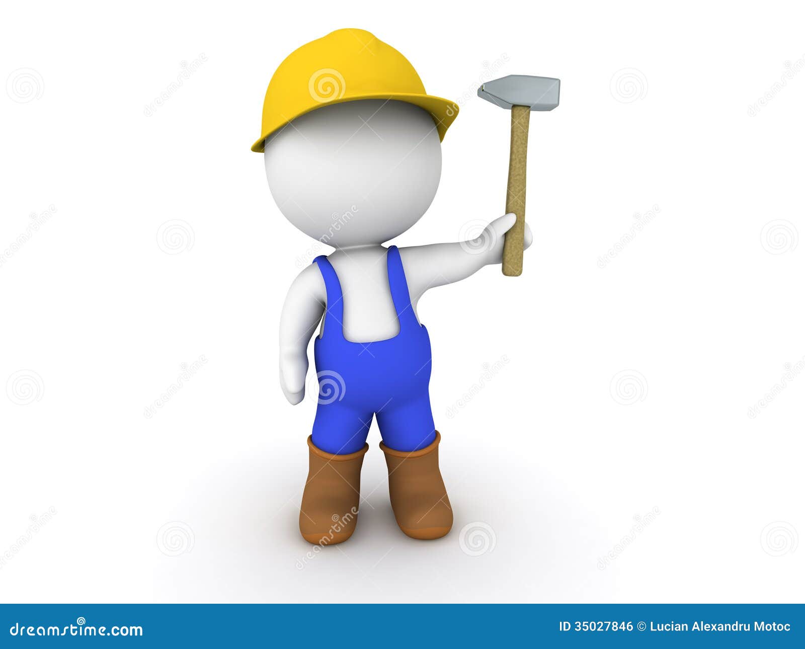 Arbeitskraft Des Mannes 3D Mit Hammer Stock Abbildung - Illustration ...