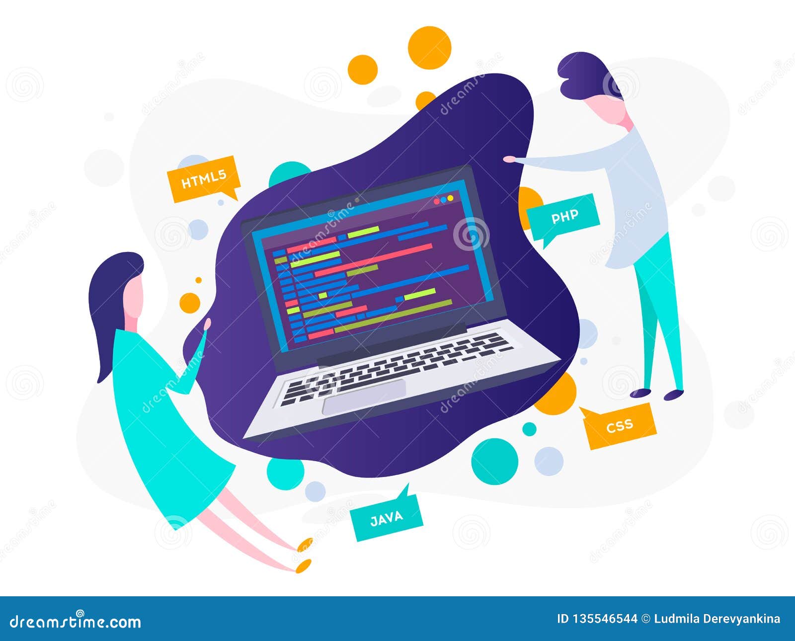 Arbeitsplatz Des Programmierers Oder Des Kodierers Vektorillustration ...