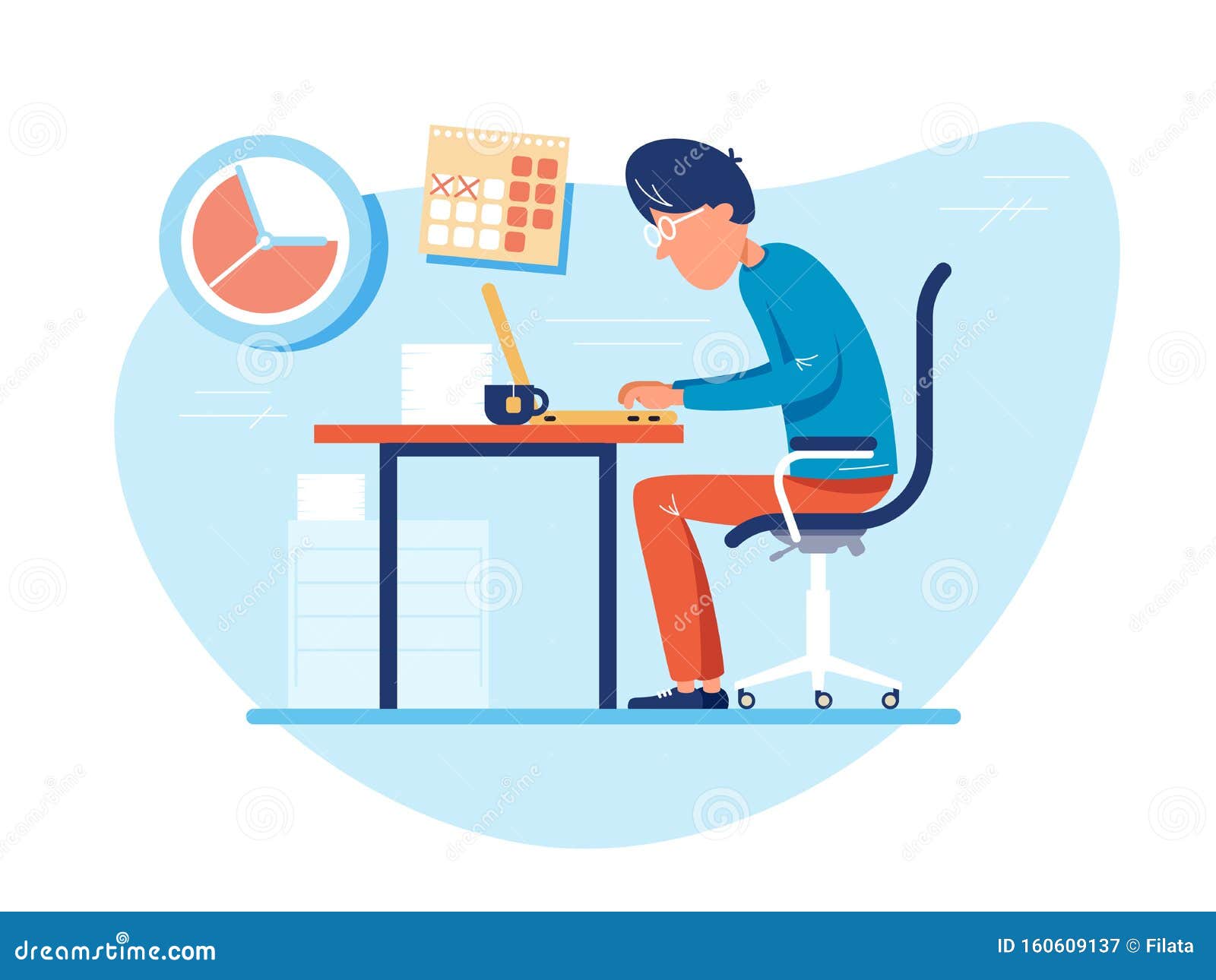 Arbeitszeit am Arbeitsplatz Stock Abbildung - Illustration von besetzt ...