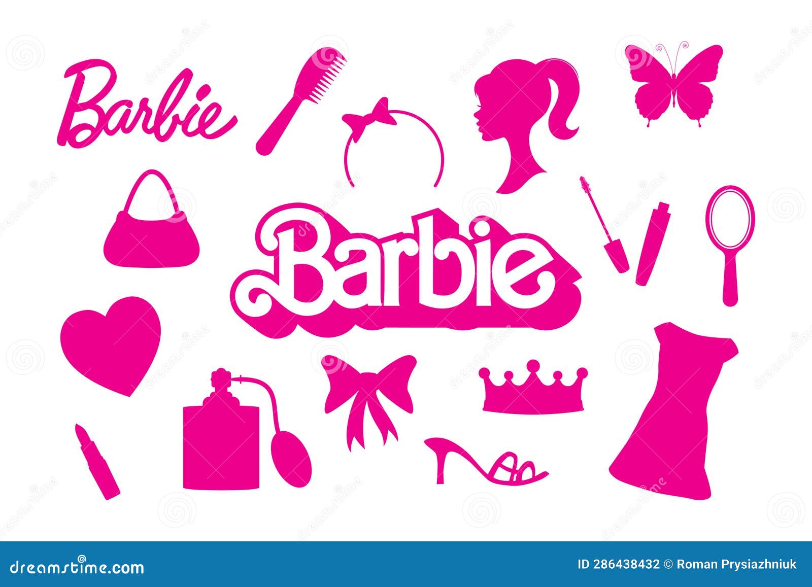 Barbie Doll Elements Set. Collection of Barbie Attributes Editorial ...