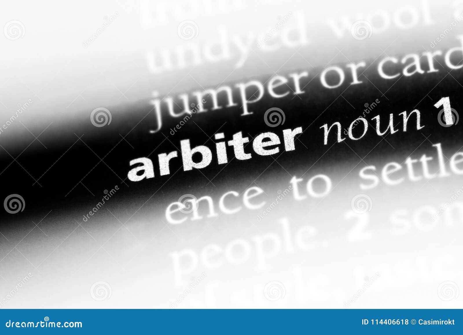 Arbiter stock photo. Image of word, english, definition - 114406618