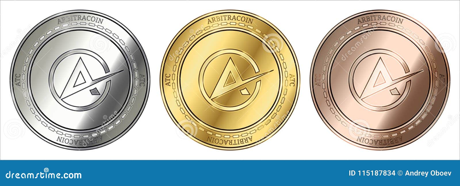 Arbitracoin ATC coin set. stock vector. Illustration of arbitracoinatc ...