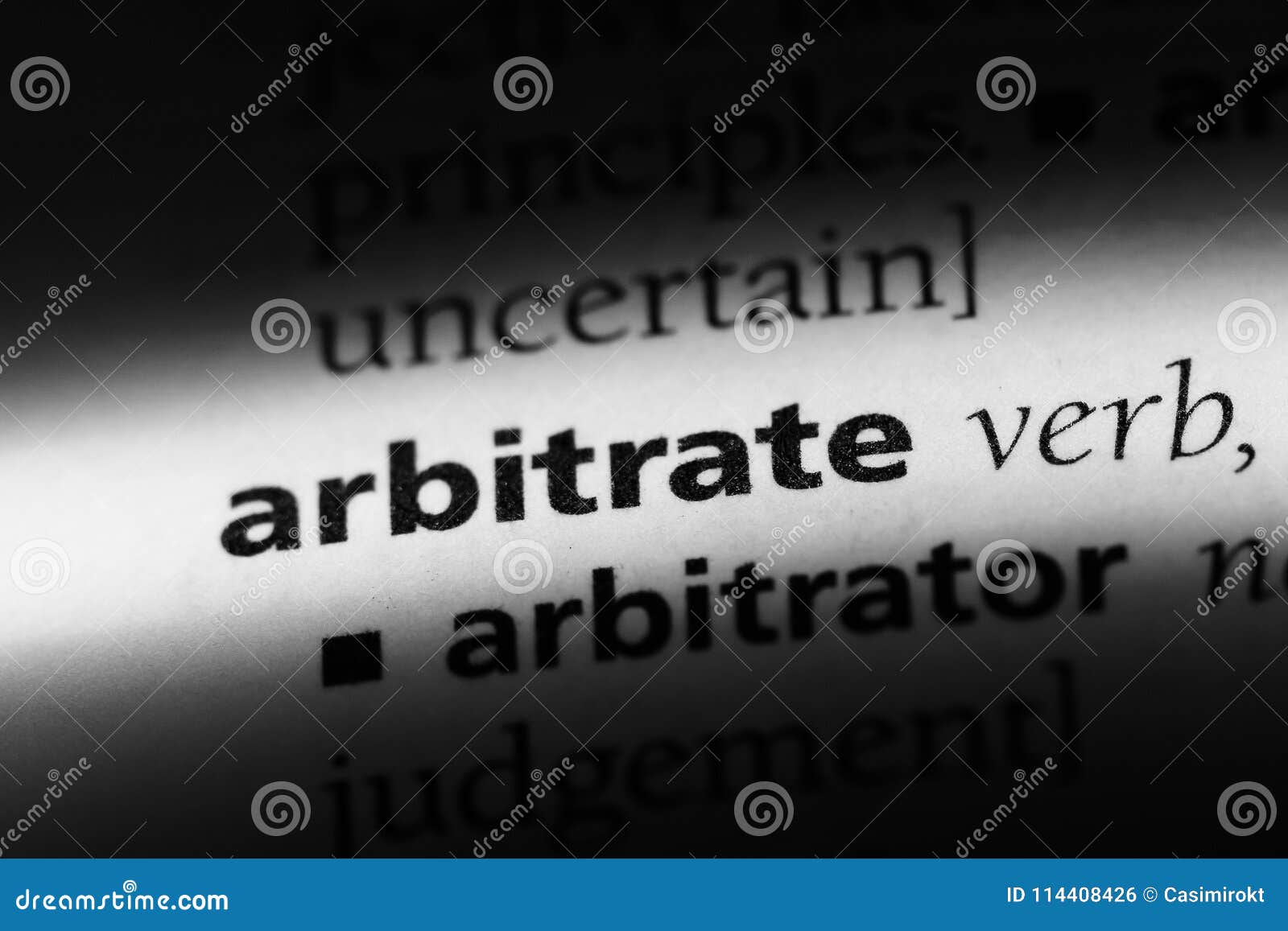 Arbitrate stock photo. Image of macro, arbitrate, dictionary - 114408426