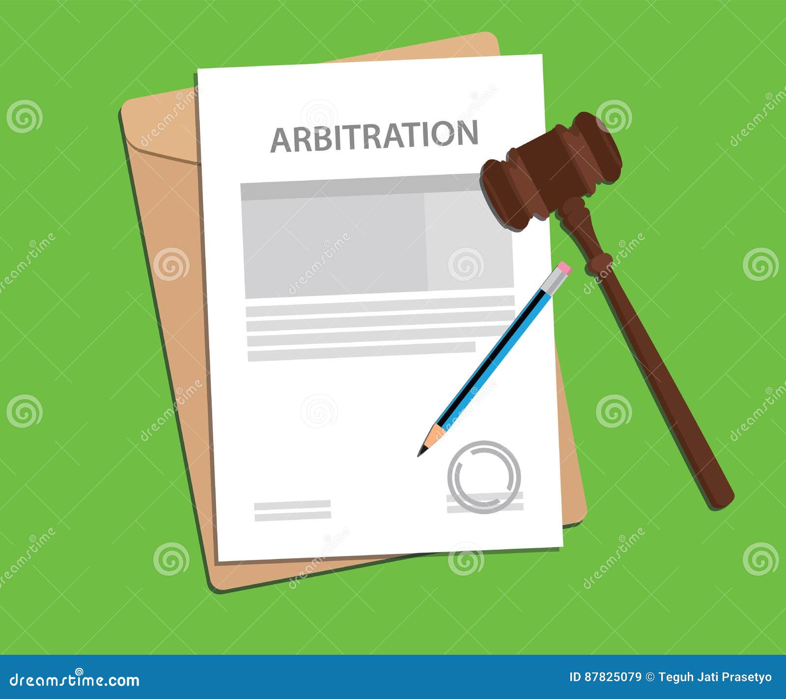 Arbitration Agreement Letter Stamped with Folder Document, Blue Pencil ...