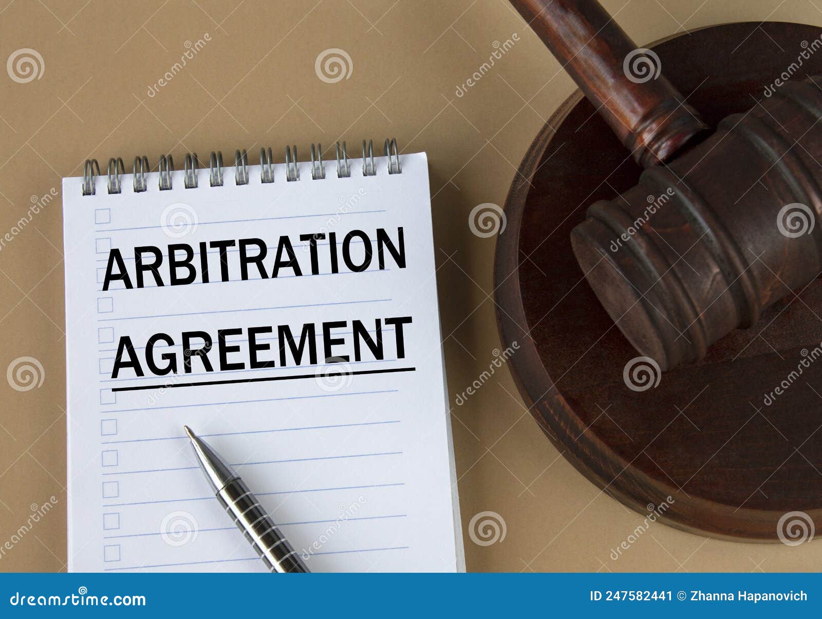 Arbitration Agreement Letter Stamped With Folder Document, Blue Pencil ...