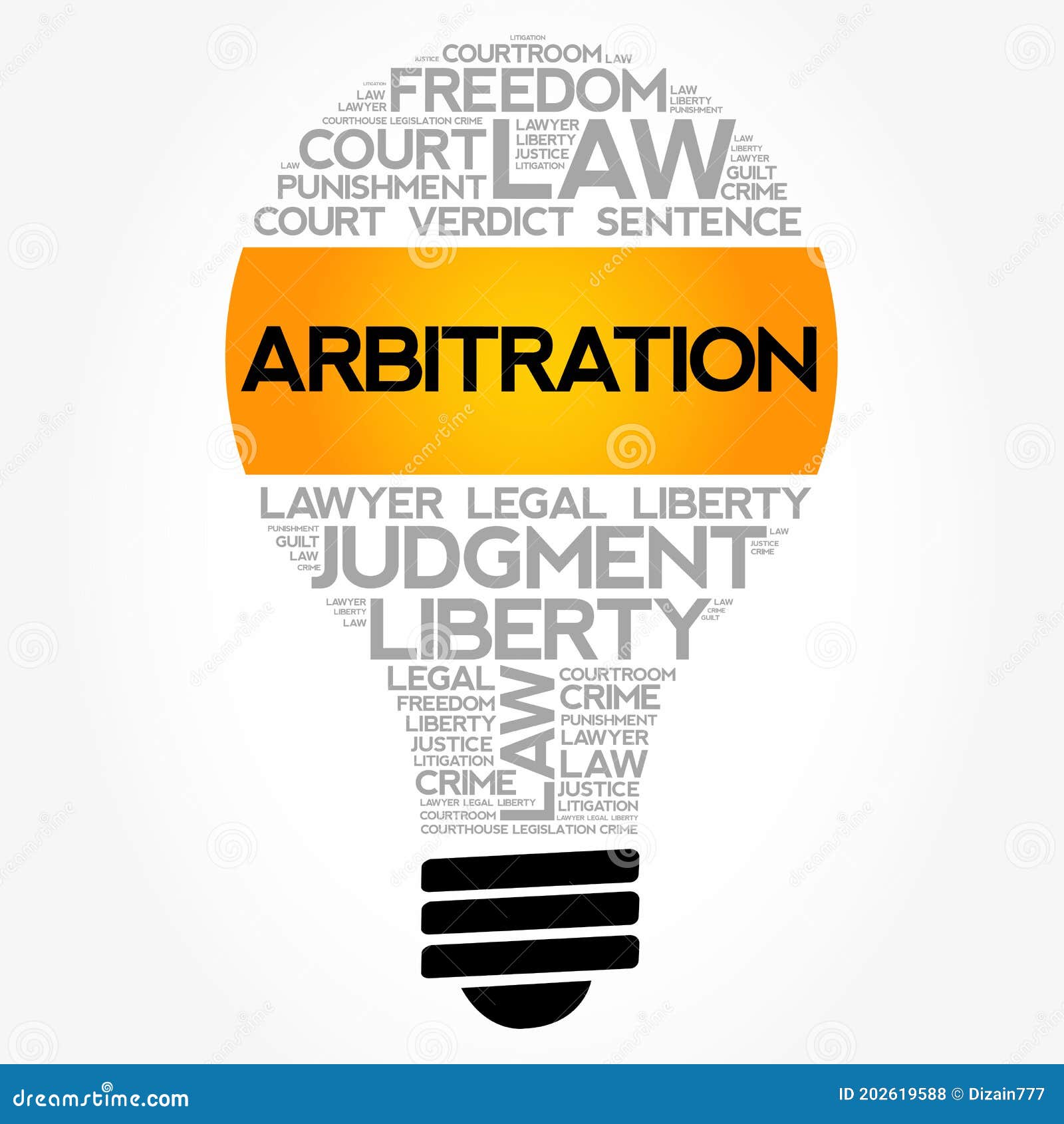 Arbitration Bulb Word Cloud Collage Stock Illustration - Illustration ...