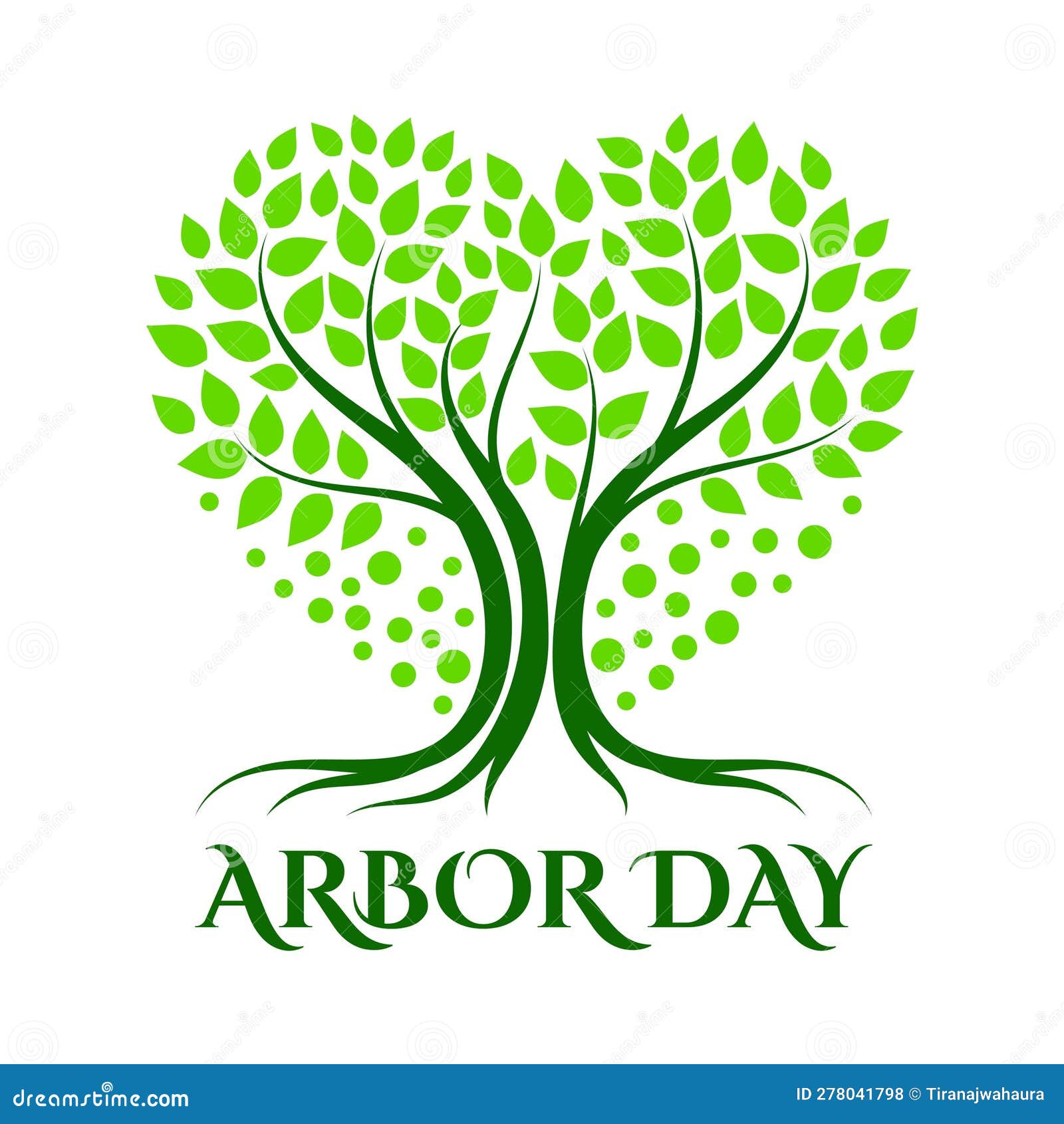 National Arbor Day Symbol or Icon with Tree and Leaves Illustration ...
