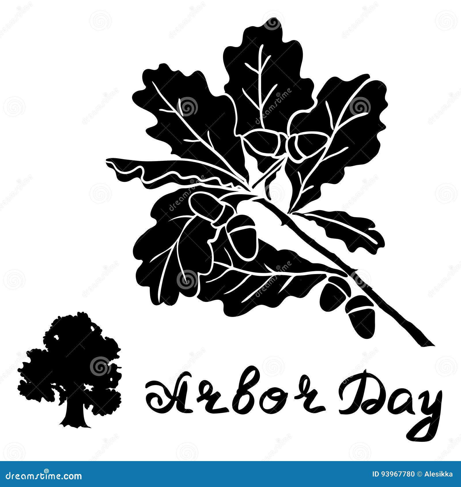 Arbor Day Sign with Oak Tree. Stock Vector - Illustration of forest ...