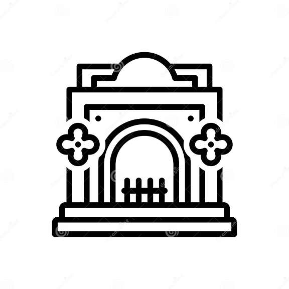 Black Line Icon for Arbor, Bower and Gate Stock Vector - Illustration ...