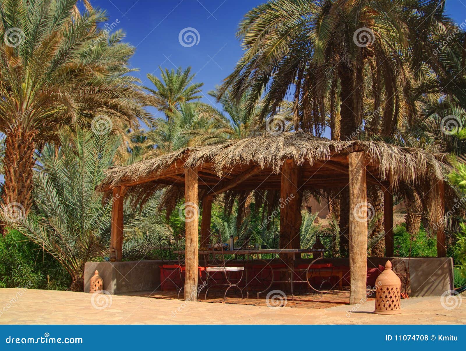 Arbor among Palm Trees in Morocco Stock Photo - Image of garden, arbor ...