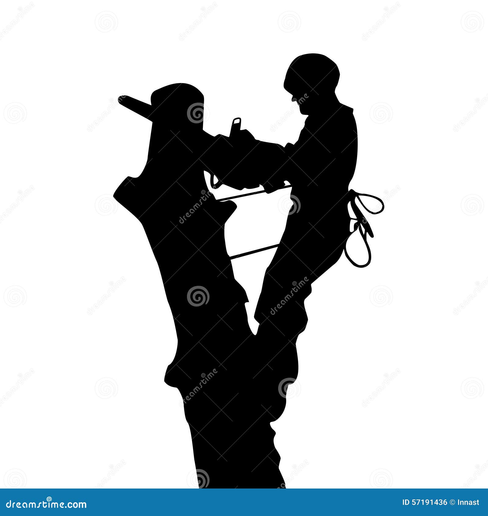 Arborist Saws a Tree at a Height Stock Vector - Illustration of actions ...