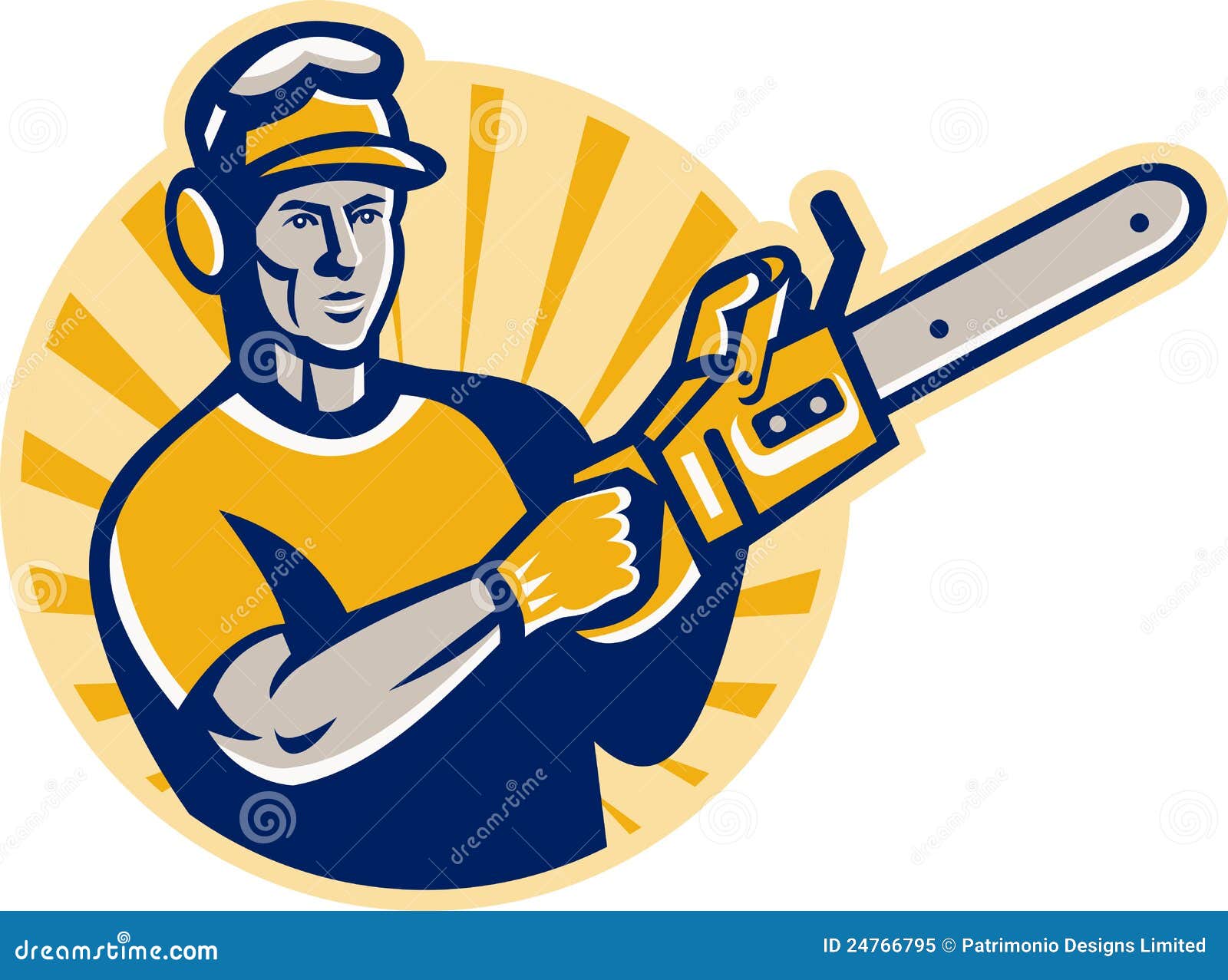 Arborist Tree Surgeon Cutter with Chainsaw Stock Vector - Illustration ...