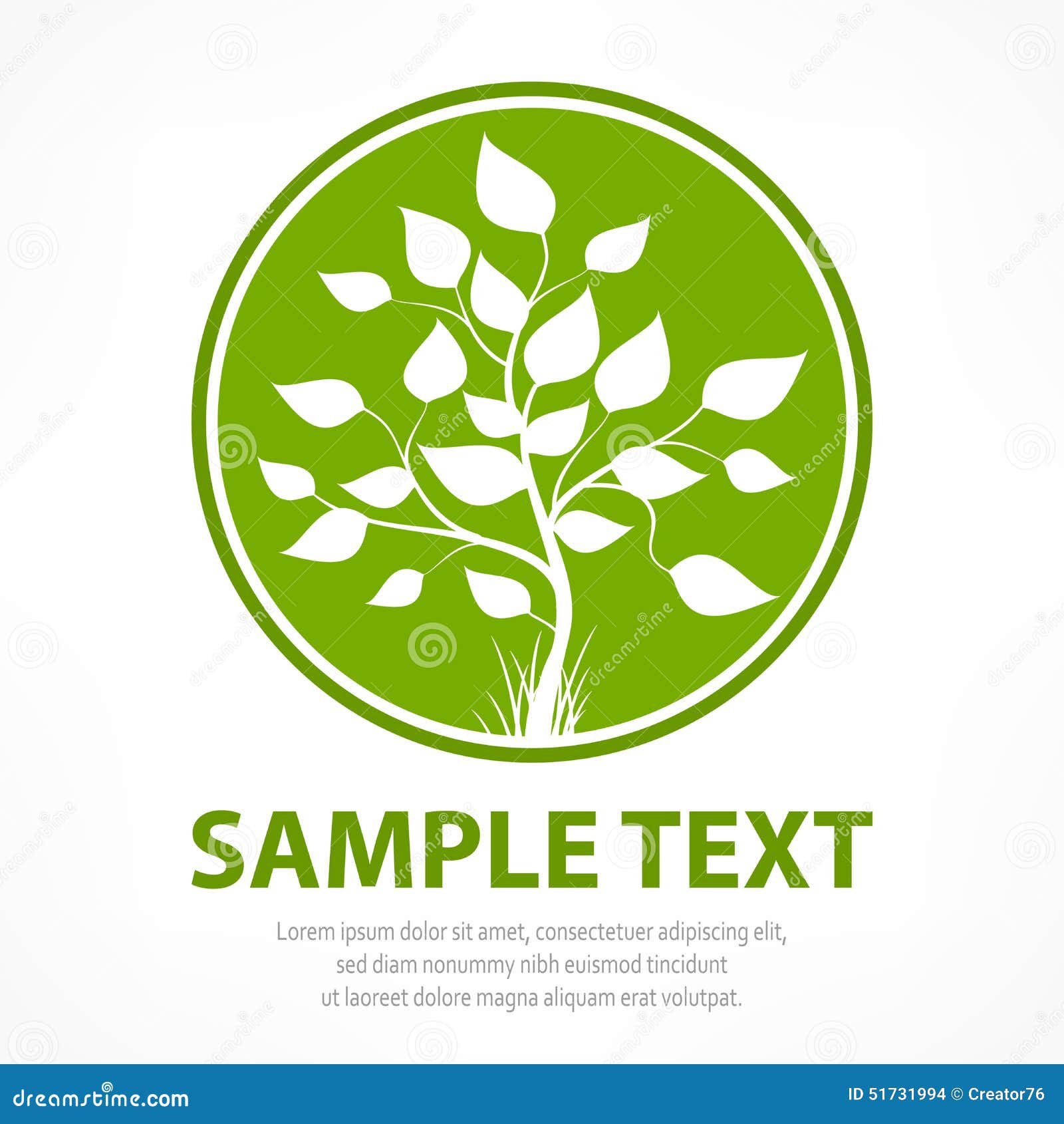 Arbre Avec Des Feuilles Dans Rond Sur Le Vert Illustration de Vecteur ...