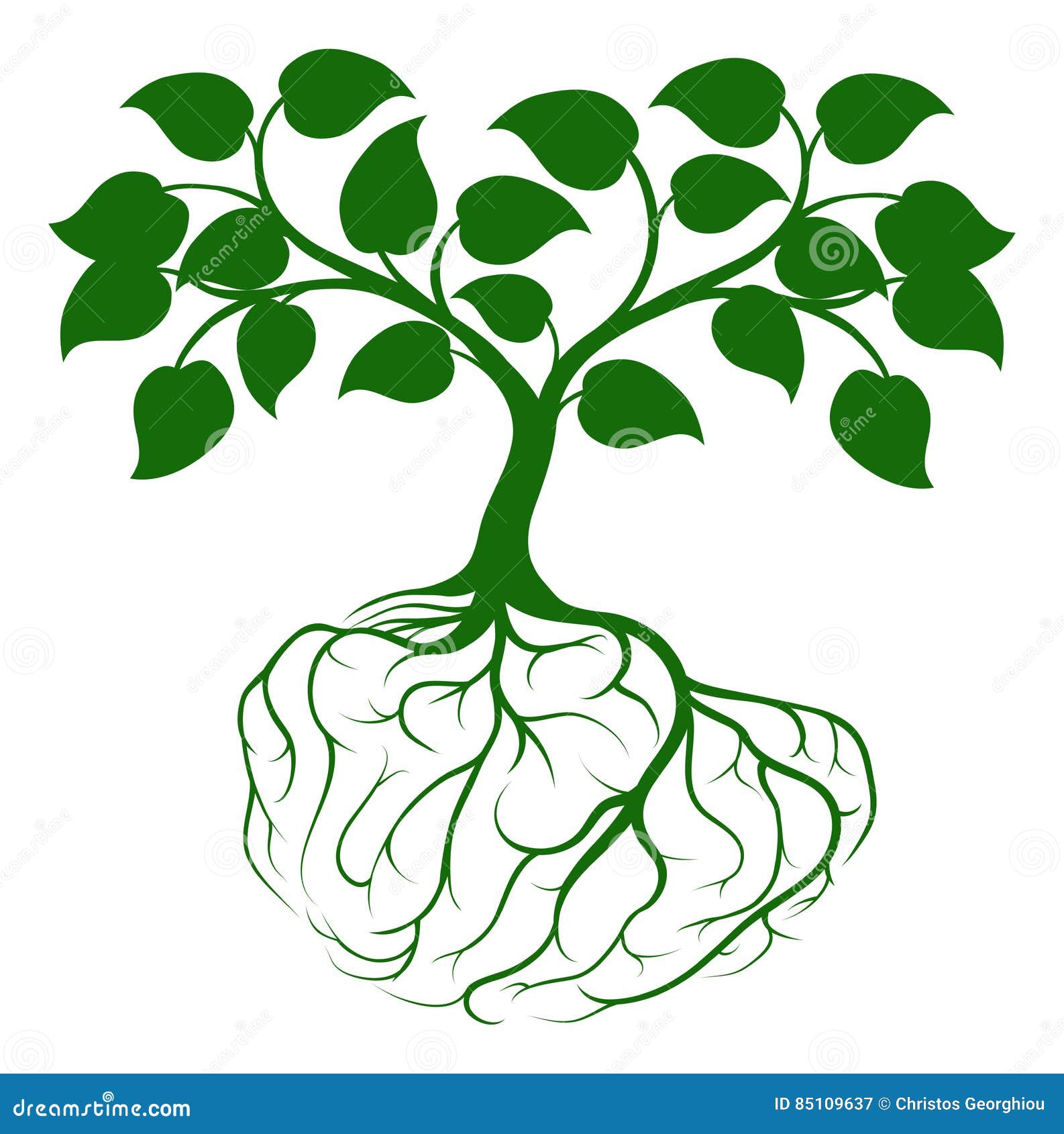 Arbre Avec Des Racines De Cerveau Illustration de Vecteur ...
