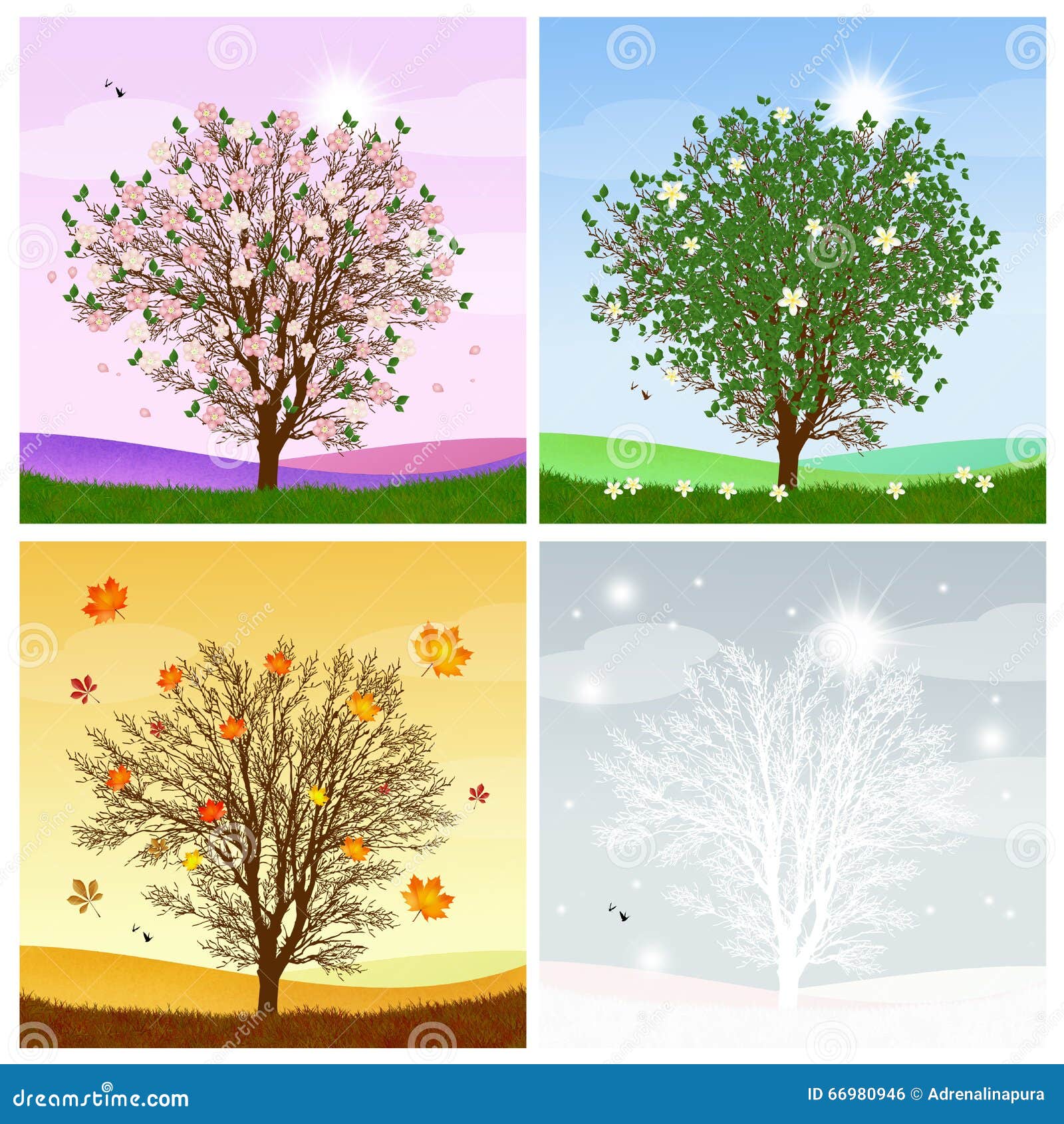 Arbre Dans Le Quatre-saisons Illustration Stock - Illustration du ...