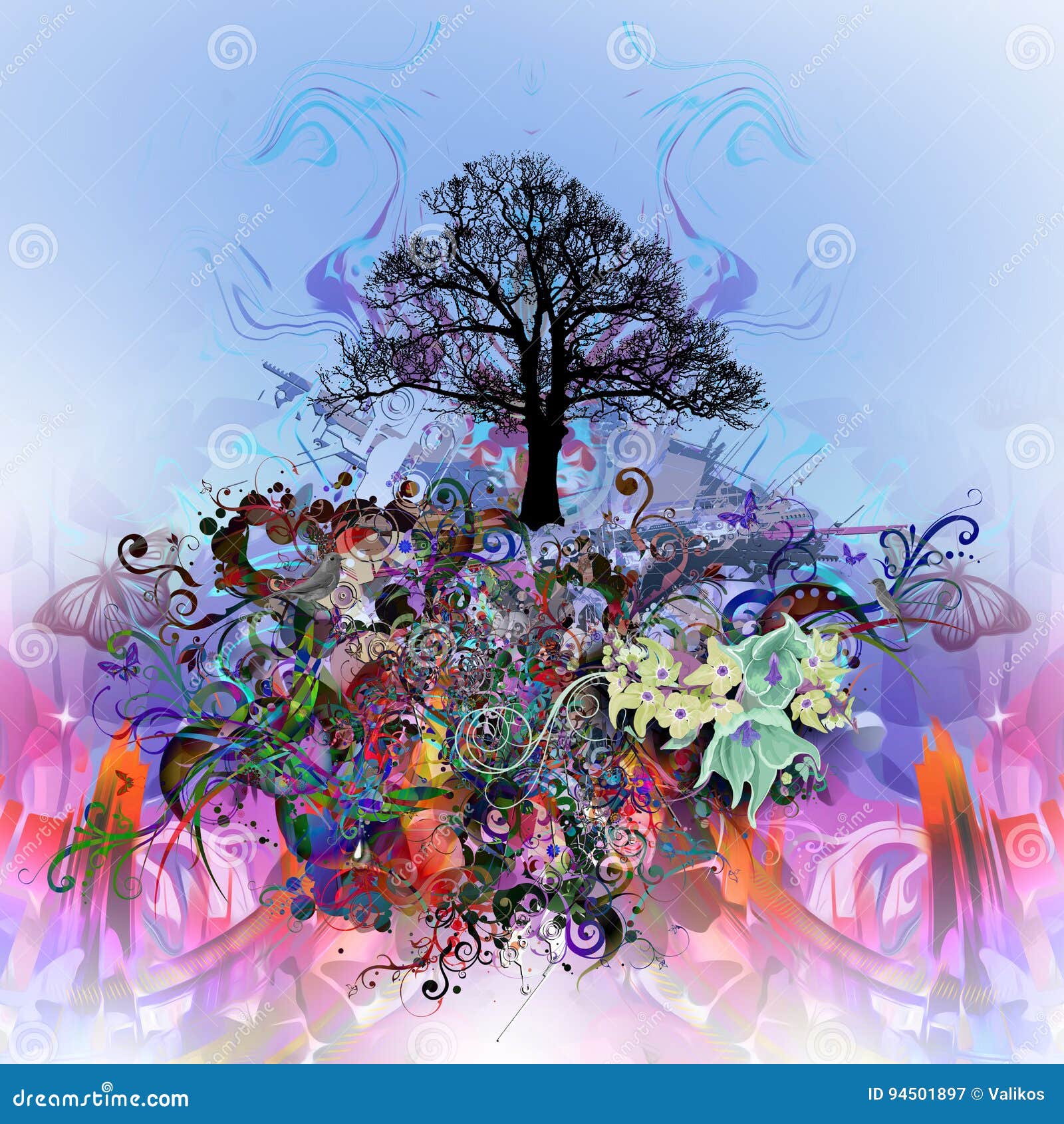 Arbre multicolore abstrait illustration stock. Illustration du fonds ...
