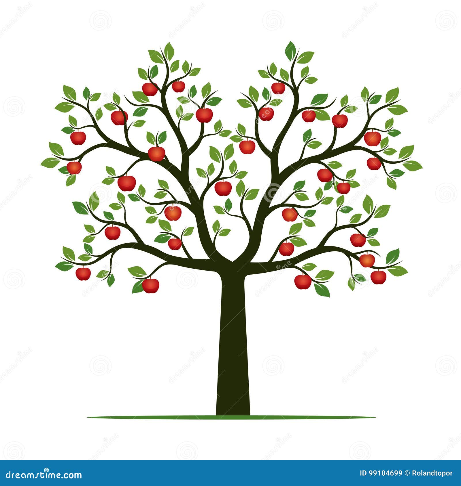 Arbre Vert Avec Des Feuilles Et Des Pommes Rouges Illustration de ...