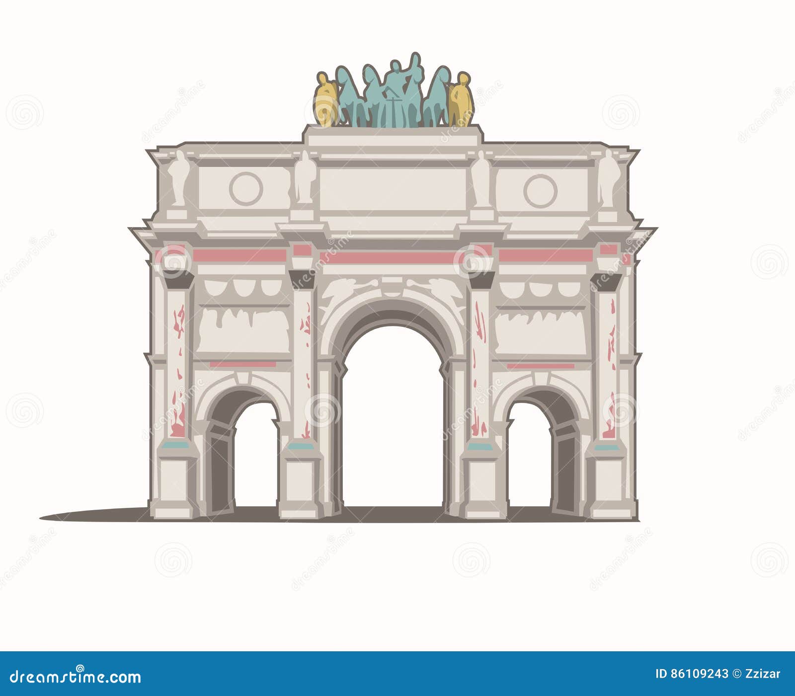 Arc De Triomphe Du Carrousel Cartoon Vector | CartoonDealer.com #86109243