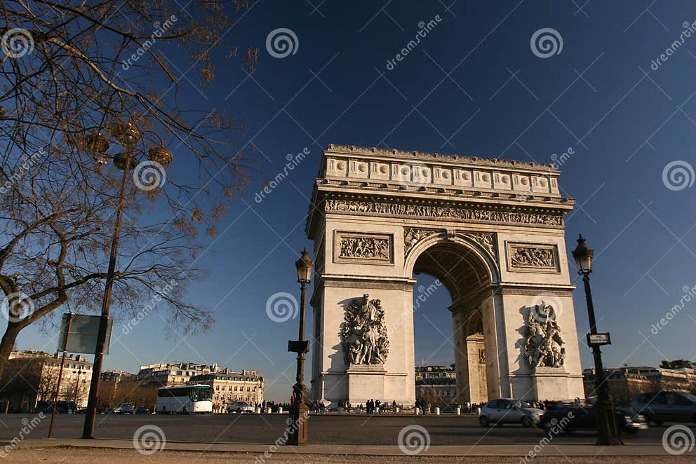 Arc de triomphe front view stock image. Image of landmark - 4282489