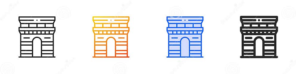 Arc De Triomphe Icon.Thin Linear, Gradient, Blue Stroke and Bold Style ...