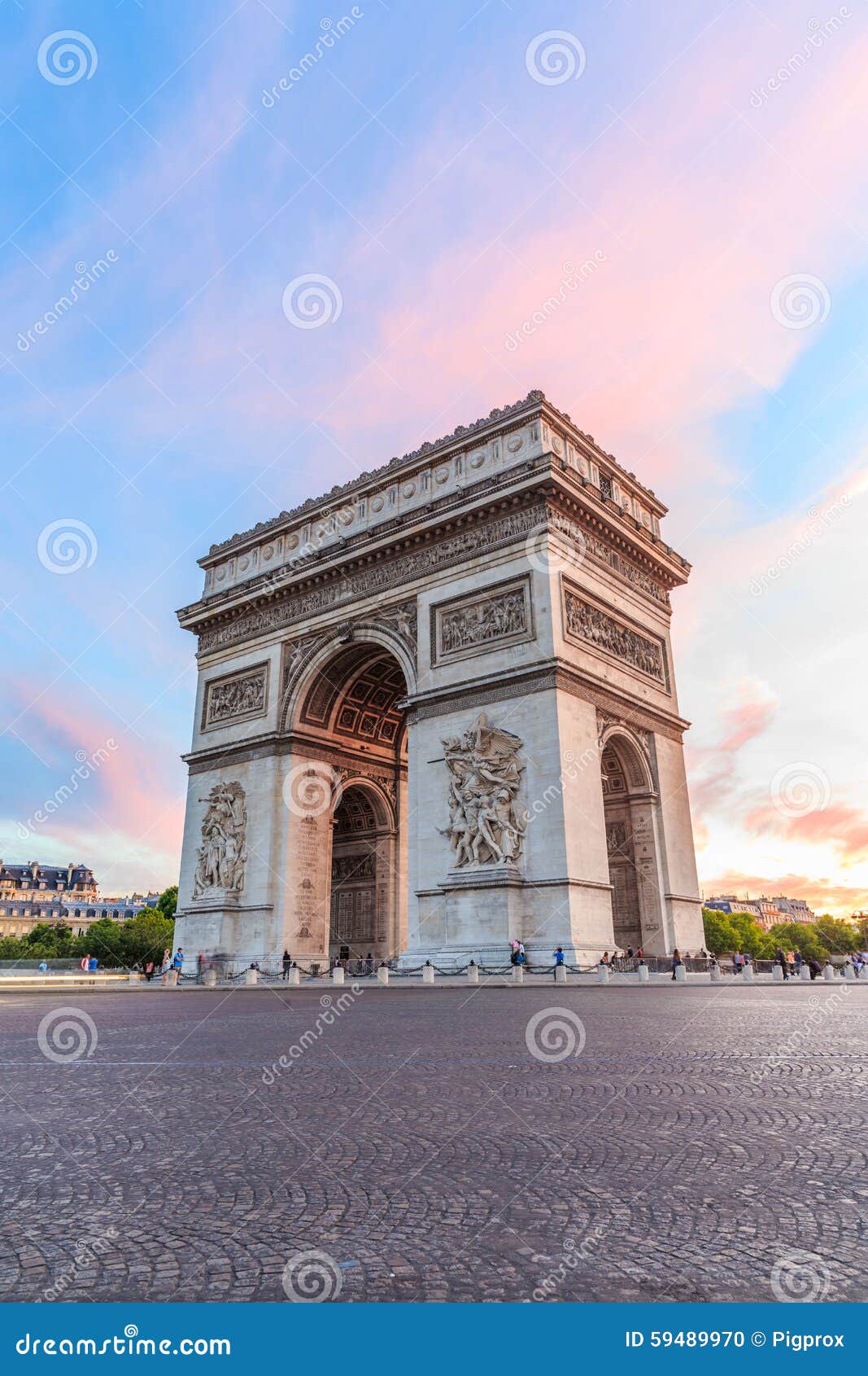 Arc De Triomphe Paris City at Sunset Stock Photo - Image of history ...