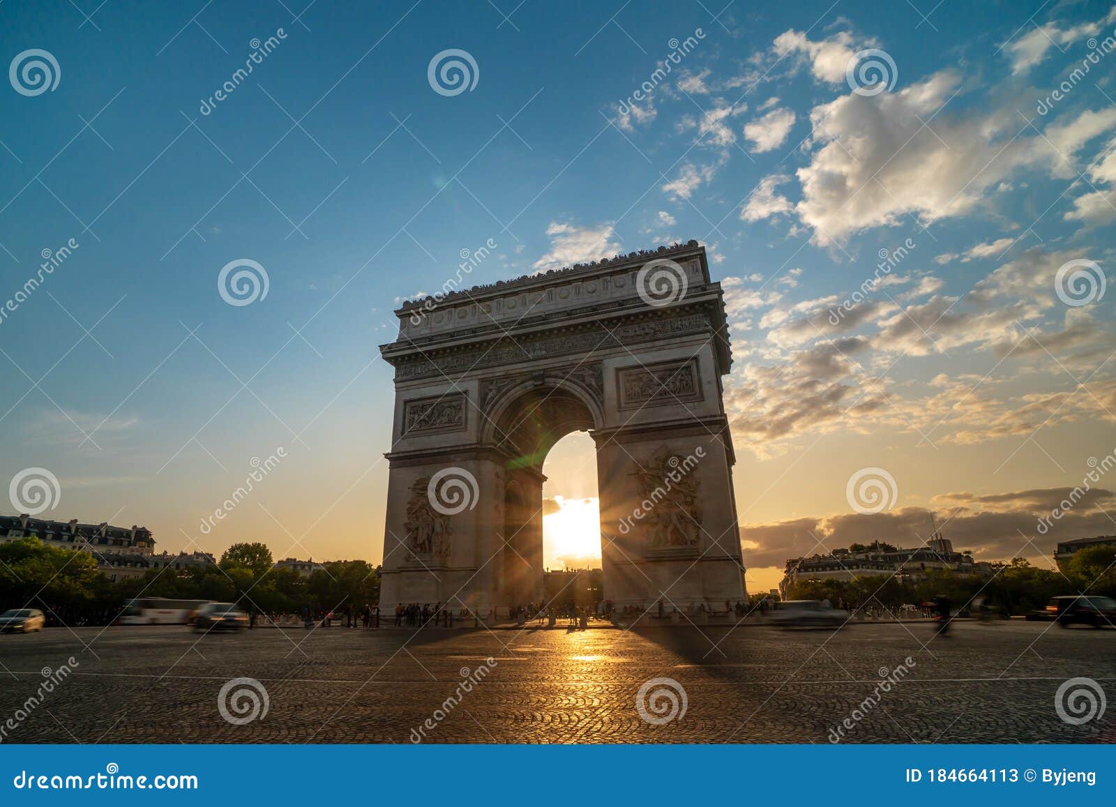 Arc De Triomphe at Sunset, Paris Stock Image - Image of holiday, famous ...