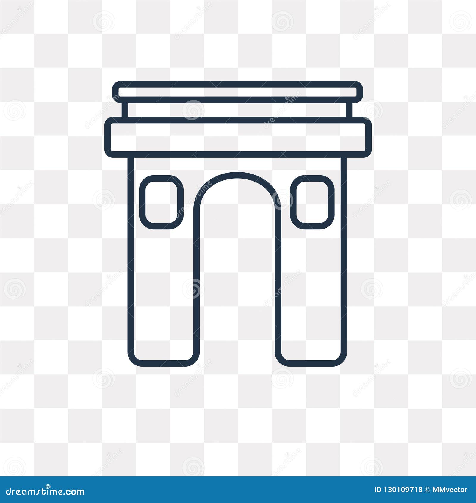 Arc De Triomphe Vector Linear Icon Isolated On Transparent Background ...