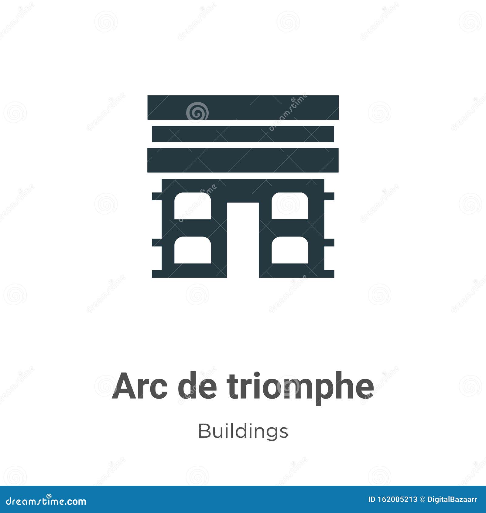 Arc De Triomphe Vector Icon on White Background. Flat Vector Arc De ...