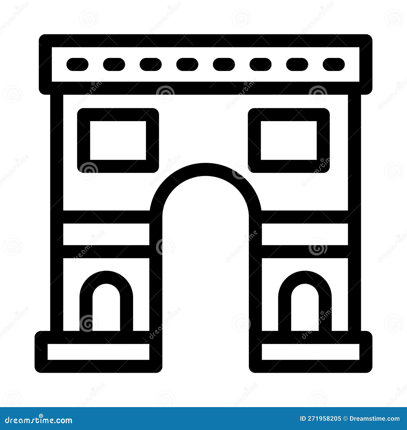 Arc De Triomphe Vector Thick Line Icon for Personal and Commercial Use ...