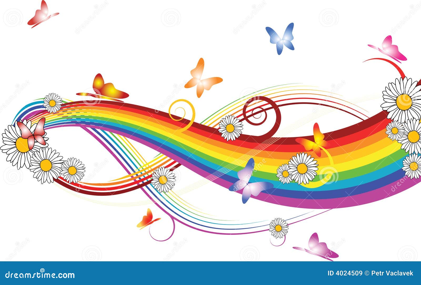Arc-en-ciel Avec Des Fleurs Illustration de Vecteur - Illustration du ...