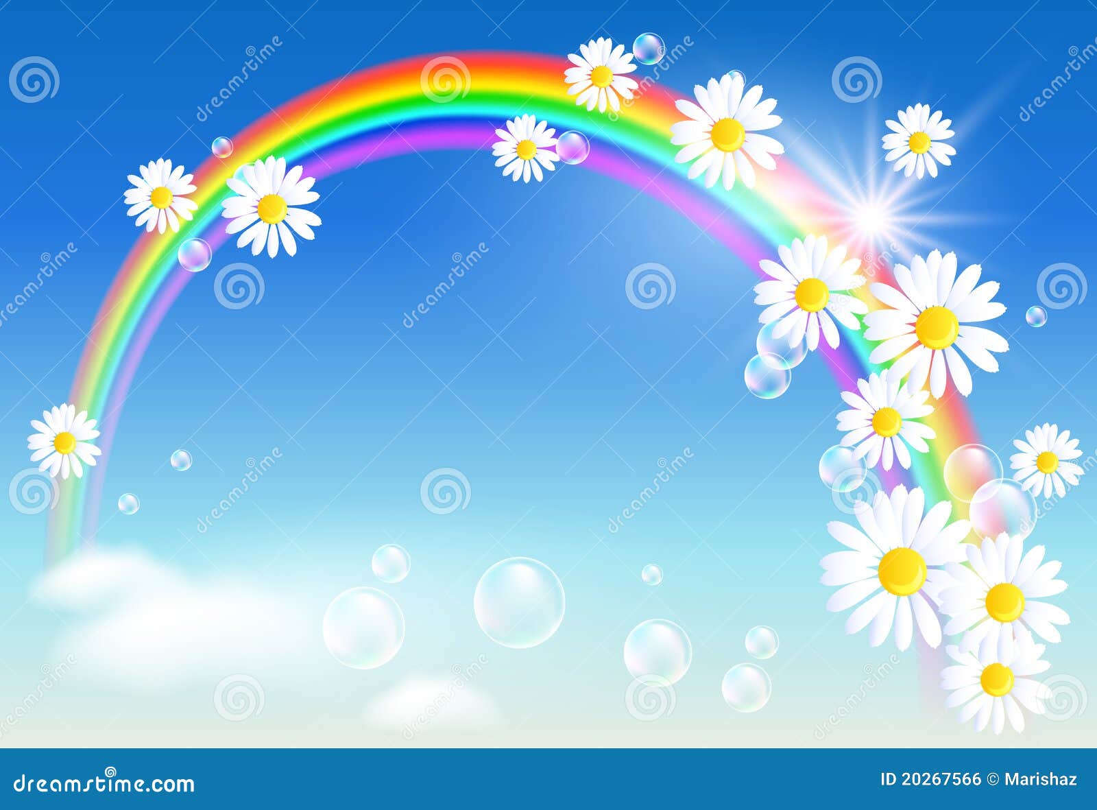 Arc-en-ciel et fleurs illustration de vecteur. Illustration du ...