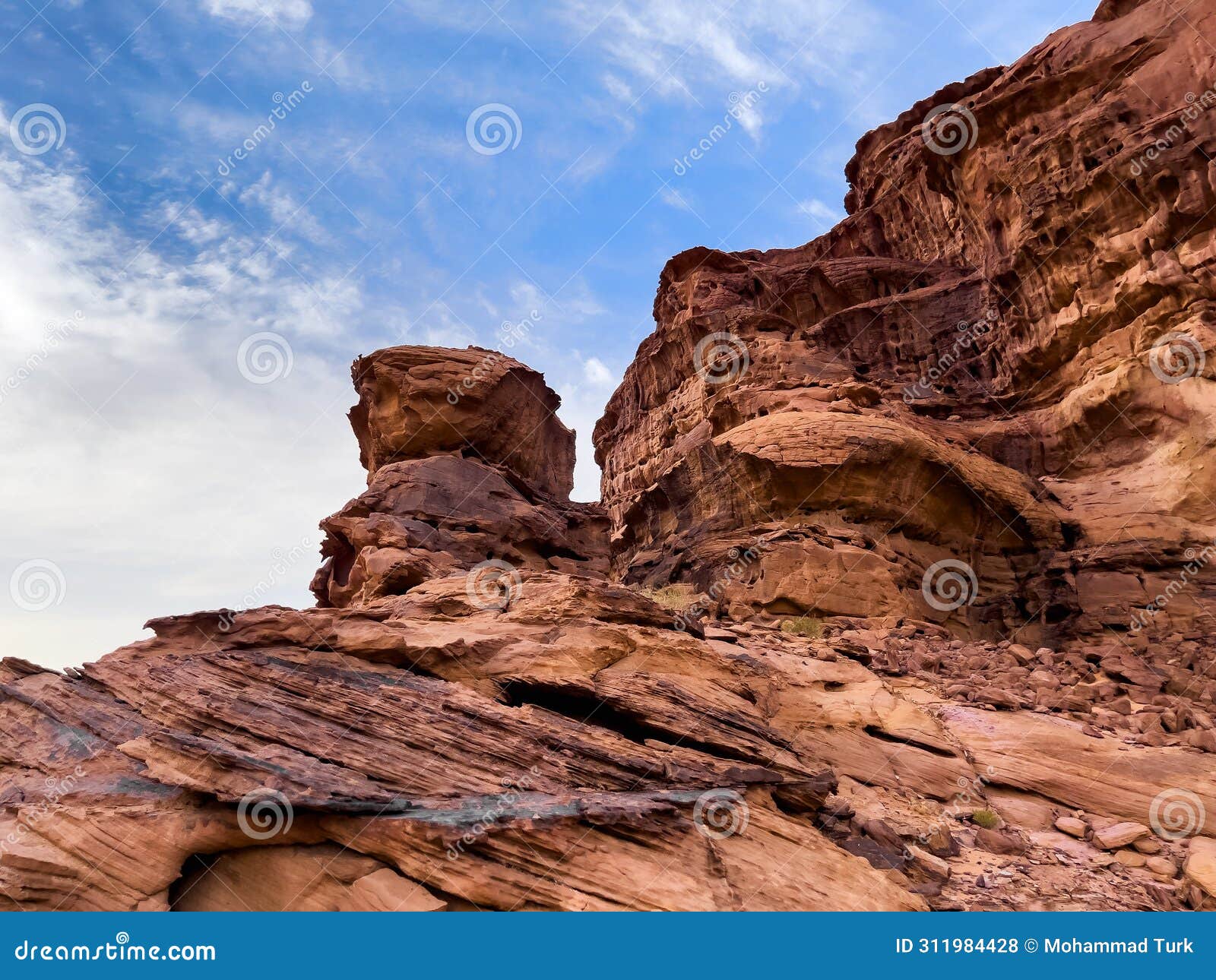Arc Formation on a Big Rock in Wadi Rum Desert in Jordan Stock Photo ...