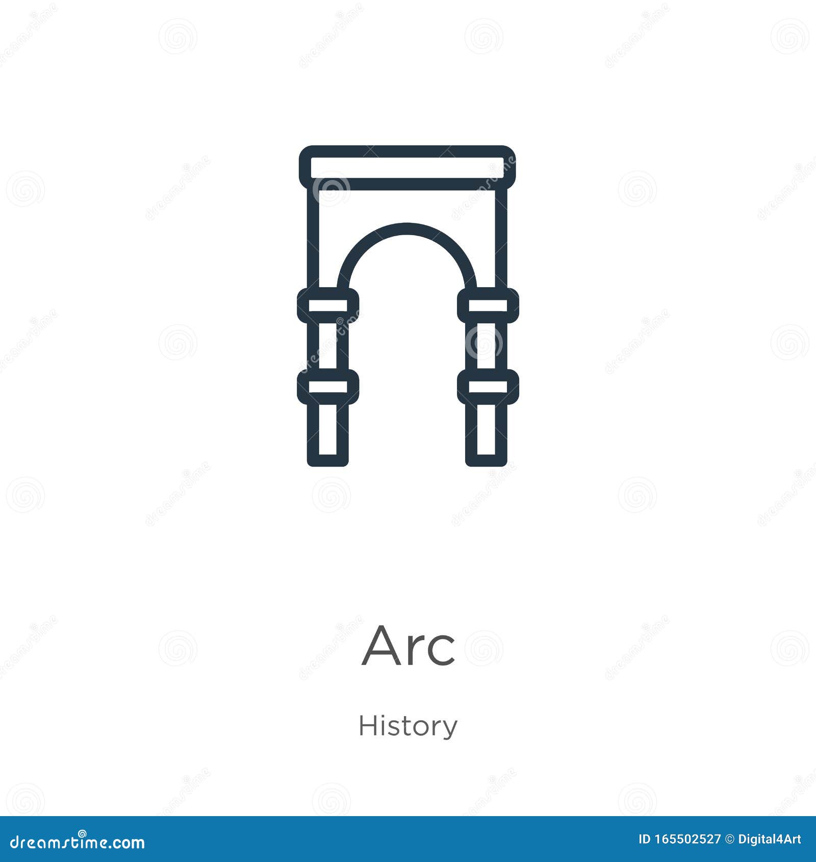 Arc Icon. Thin Linear Arc Outline Icon Isolated on White Background ...