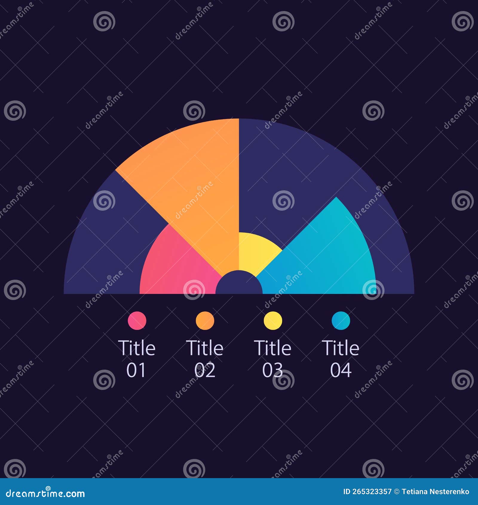 Arc Infographic Chart Design Template for Dark Theme Stock Illustration ...