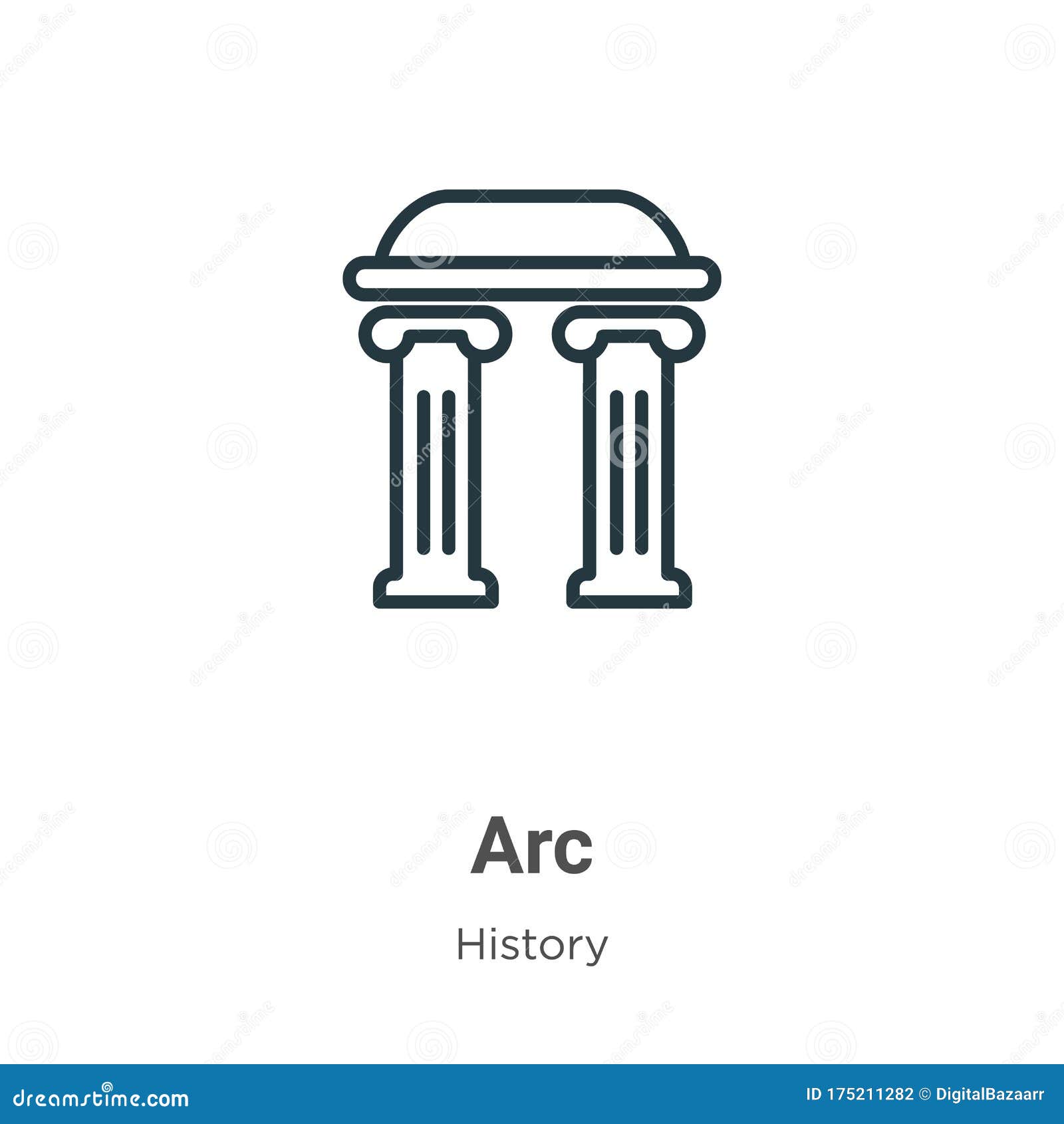 Arc Outline Vector Icon. Thin Line Black Arc Icon, Flat Vector Simple ...