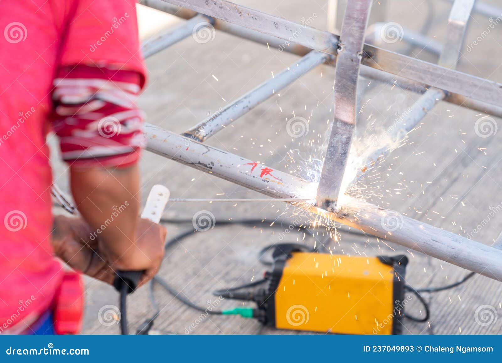 Arc Point Flash Spark when Worker Welding in Factory Stock Image ...