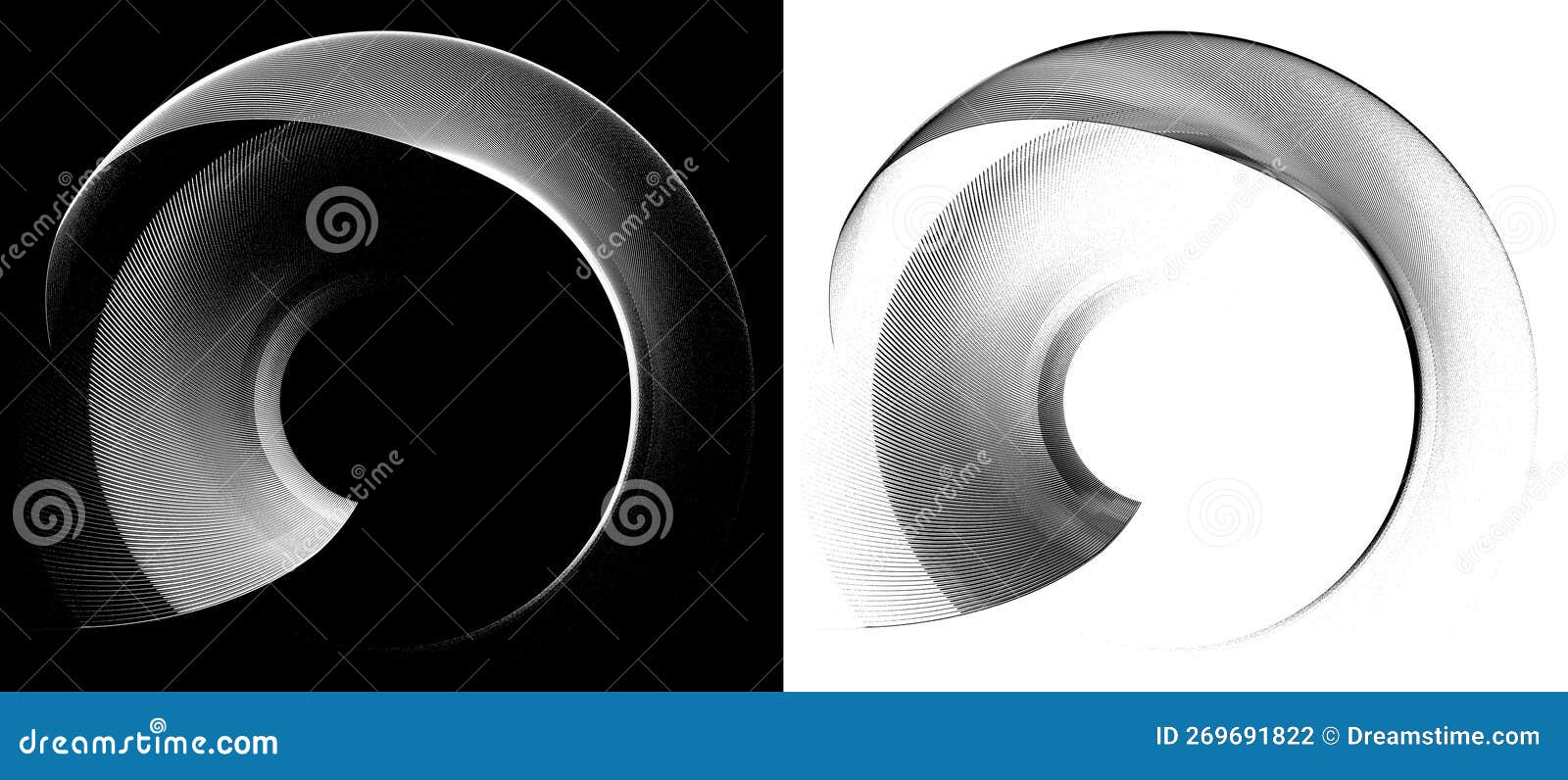 Arc-shaped Monochrome Elements Create Rounded Frames on Black and White ...