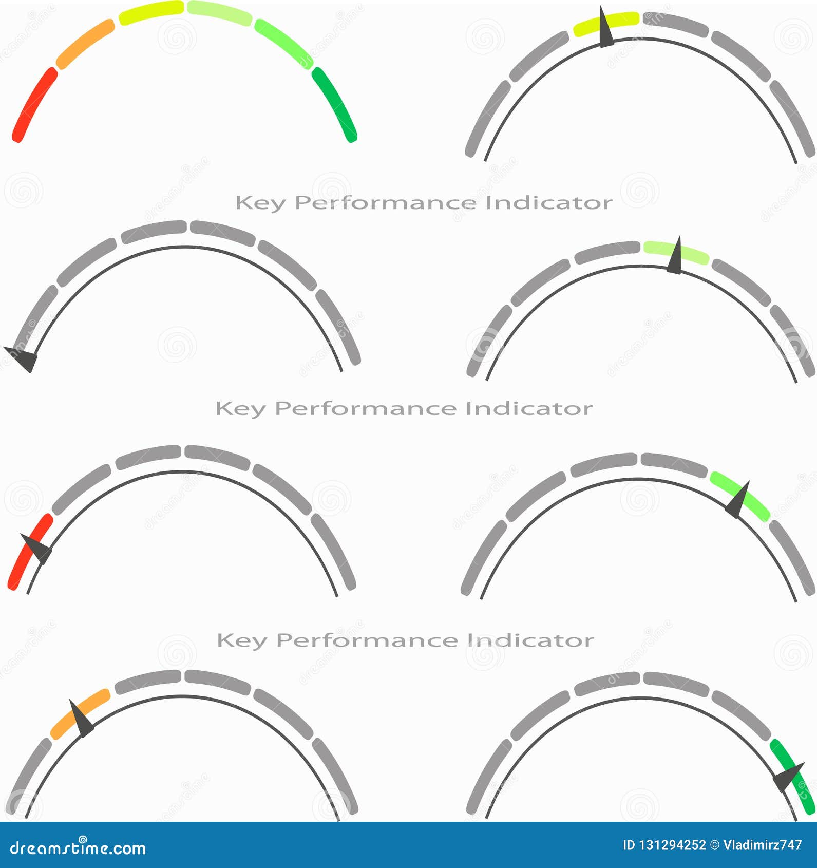 Arc-shaped Performance Indicator with Arrow Stock Vector - Illustration ...